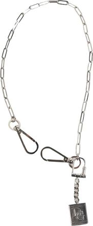 Dolce & Gabbana Silberfarbene Metallkette DG Logo Anh&auml;nger Halskette - - Accessories - unisex - Grau - ONE SIZE