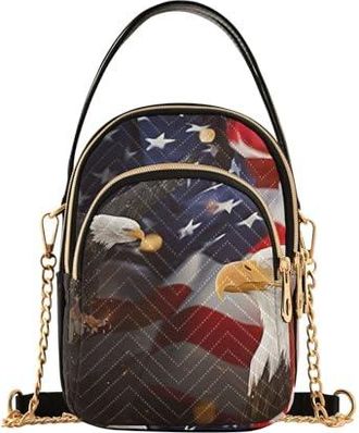 Mnsruu Sac à bandoulière pour femme avec drapeau américain avec aigle à tête blanche - Petit sac à bandoulière avec sangle réglable