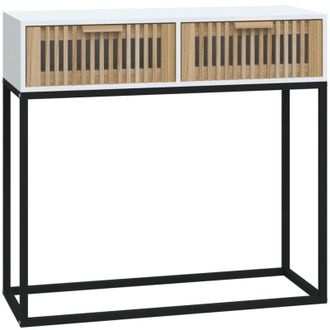 vidaXL Konsolentisch Wei&szlig; 80x30x75 cm Holzwerkstoff und Eisen Vidaxl