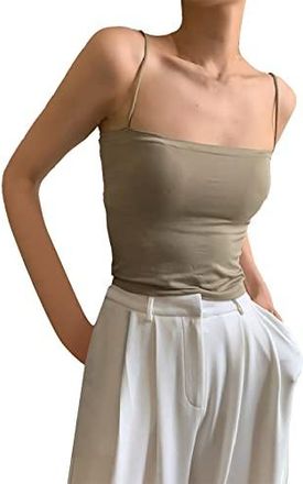 Generic D&eacute;bardeur de course pour femme avec soutien-gorge int&eacute;gr&eacute; - Camisole d&eacute;t&eacute; sans manches 2025 - Bretelles spaghetti - Cami de sport basique tendance - C