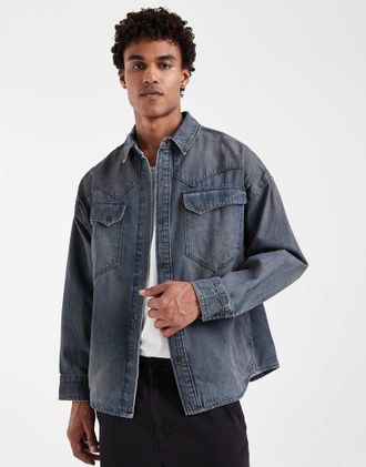 Levi's Oversize-Western-Hemd aus Denim in verwaschenem Grau
