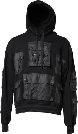 Dolce & Gabbana Mens Black Cotton Hooded Sweatshirt Sweater Nylon Clothing