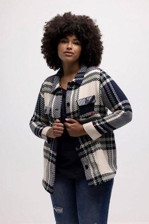 Ulla Popken Kurzjacke Jacke Karomuster Hemdkragen Langarm