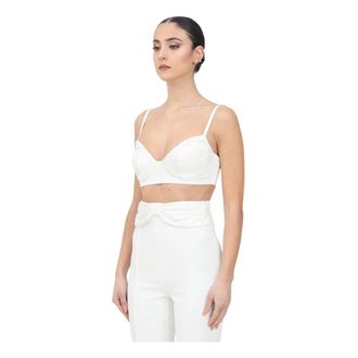 Elisabetta Franchi Femme, Tops, Beige, Taille: 44 FR Top Bustier Ivoire