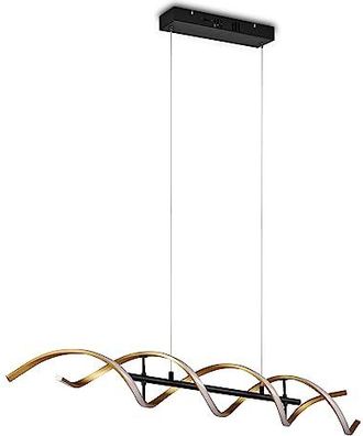 Trio Leuchten LED Pendelleuchte Sequence 341810208, Aluminium Messing/Schwarz matt, inkl. 45 Watt LED, Switch Dimmer, Farbwechsel