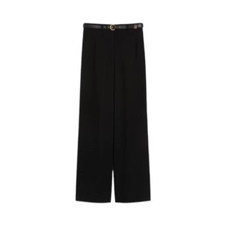 Max Mara Weite Cady-Hose mit G&uuml;rtel - - Trousers - Damen - Schwarzk - XL