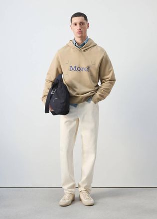 Mango Sweat &agrave; capuche en coton 100 % imprim&eacute; beige - Homme - XXL - MANGO MAN