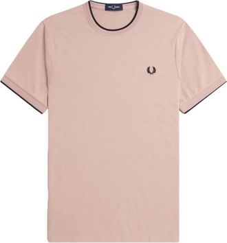 Fred Perry Rosa Kontrast Hals Tee - - Tops - Herren - Rosa - S