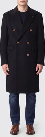 Tagliatore Manteau long crois&eacute; en laine et cachemire avec boutons m&eacute;talliques