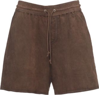 P.A.R.O.S.H. P.a.r.o.s.h., Femme, Shorts, Brun, Taille: 40 FR Shorts en cuir su&eacute;d&eacute;
