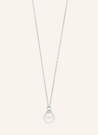 Leaf Halskette Singel Peral Aus 14 Karat Wei&szlig;gold silber