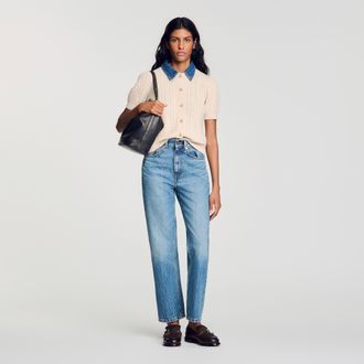 Sandro Cardigan mit Denim-Kragen