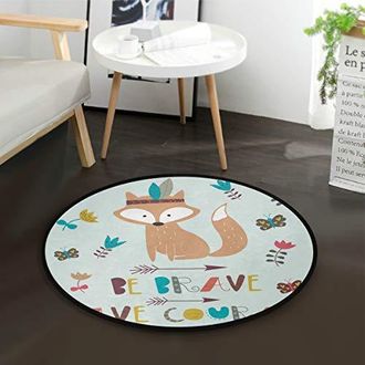 Mnsruu Tapis rond antid&eacute;rapant et confortable avec motif renard indien avec fl&egrave;ches pour salon, chambre &agrave; coucher, 92 cm de diam&egrave;tre