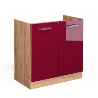 Vicco Spülenunterschrank R-Line, Bordeaux Hochglanz, 80 cm ohne Arbeitsplatte, Vicco