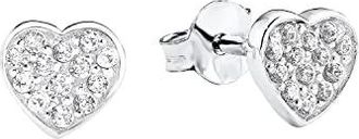 s.Oliver Clous doreilles en argent 925 Sterling pour filles Enfants Boucles doreilles, avec zirconium synth., 0,6 cm, argent, coeur, Livré en boîte cadeau de b
