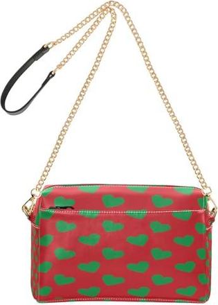 HMZXZ Sacs à bandoulière en cuir avec motif coeurs verts pour femmes, petits sacs à main à bandoulière, pour la Saint-Valentin