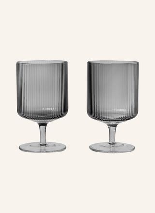 Ferm Living Ferm Living 2er-Set Weingl&auml;ser Ripple grau