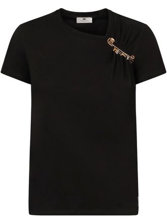 Elisabetta Franchi t-shirt à détail de broche - Noir