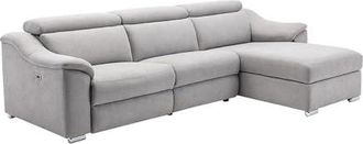 Vente-Unique Canapé dangle Relax électrique en Tissu Gris Clair PEDRERA - Angle Droit