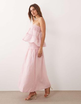 Sister Jane Sister Jane - Prim - Jupe longue densemble en organza &agrave; taille fronc&eacute;e - Rose clair