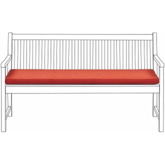 Beliani Auflage f&uuml;r Gartenbank 160 cm Rot Polyester mit Befestigungsb&auml;ndern und Rei&szlig;verschluss Gartenausstattung Sitzkissen