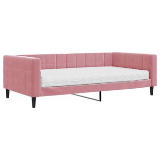 vidaXL Vidaxl - Divano Letto Con Materasso Rosa 100x200 Cm In Velluto