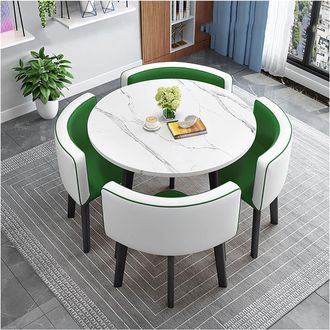 Generic K&uuml;chen-Esstisch-Set, Esstisch und 4 St&uuml;hle, moderner runder K&uuml;chentisch, runder Konferenztisch, for Esszimmer/K&uuml;che(A16,80 * 80 * 75cm)