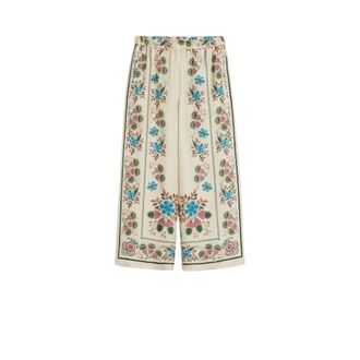 Max Mara Femme, Pantalons, Multicolore, Taille: 38 FR Pantalon en twill de soie imprim&eacute;