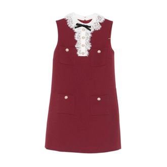 Self Portrait A-Linien-Kleid mit Spitzenbesatz und Schleifendetail - - Dresses - Damen - Rot - M