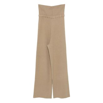 Aya Muse Fold Over Seam Pant - - Trousers - Damen - Beige - M