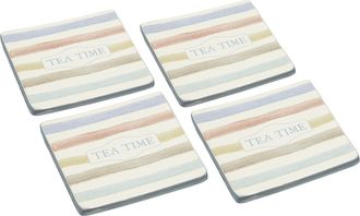 KitchenCraft Classic Collection Vintage Style Keramik Drink Untersetzer, Mehrfarbig, 4 St&uuml;ck