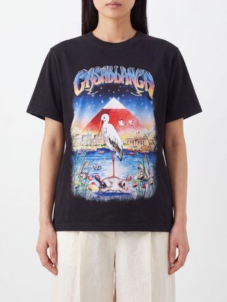 Casablanca T-Shirt aus Bio-Baumwolle mit Grafikprint und Rundhalsausschnitt