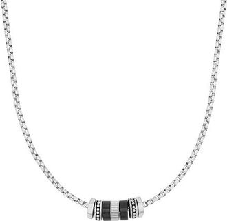 Tom Tailor Tom Tailor 2100632 Chaîne avec pendentif pour homme en acier inoxydable et caoutchouc, 50 + 5 cm, bicolore, idée cadeau, livré dans une boîte cadeau