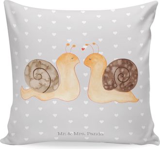 Mr. & Mrs. Panda Kissen Schnecken Liebe - Geschenk, Sofakissen, Ehemann, Verlobung, Couchkissen, Kissenbezüge, Heiraten, Paar, Kopfkissen 40x40