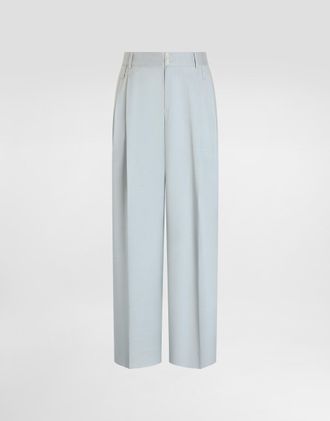 Dolce & Gabbana Shantung Viscose Trousers - Mann Hosen Und Shorts Hellblau 56