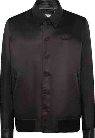 Philipp Plein Homme, Vestes, Noir, Taille: 2XL Bomber en satin avec imprim&eacute; graphique