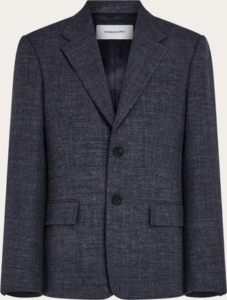 Ferragamo Herren Einreihiges Flanellsakko Blau