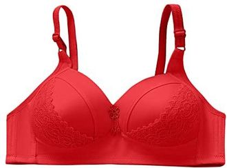 Generic 2026 Soutien-gorge pour femme sans armatures Sous-v&ecirc;tements fins confortables Push Up Side Lace, Rouge, 66