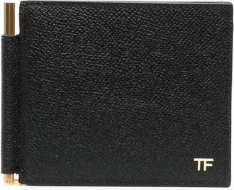 Tom Ford Homme, Accessoires, Noir, Taille: ONE Size Small Grain Leather Money Clip Wallet