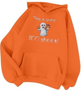 Generic Sweat à capuche dhiver 2026 pour femme avec doublure en polaire - Imprimé Halloween - Confortable - Manches longues, Orange, S