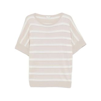 PANICALE Gestreiftes Kurzarm-Top - - Knitwear - Damen - Beige - XL