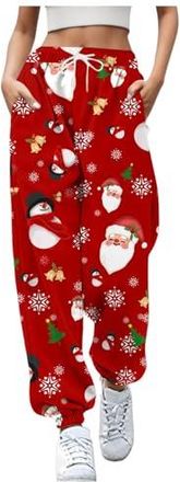 Generic Pantalon de Jogging pour Femme avec imprim&eacute; de No&euml;l, Motif Floral et Bouquet, Pantalon de Loisirs Confortable pour Les Femmes Actives
