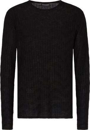 Emporio Armani pull côtelé en laine - Noir