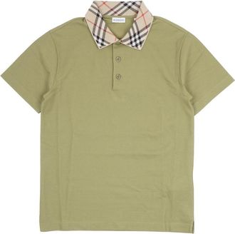 Burberry Homme, Tops, Vert, Taille: M Polo en coton &agrave; col &agrave; carreaux