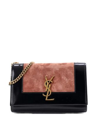 Saint Laurent Classic Monogram Patent and Suede Small crossbody bag - Noir