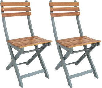 Sweeek 2er-Set zusammenklappbare Gartenst&uuml;hle aus Akazienholz Khaki / Naturfarben