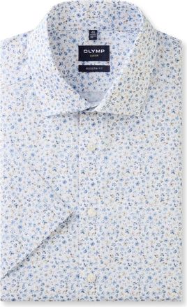 Olymp Luxor, Modern Fit, Kurzarmhemd mit floralem Allover-Print in