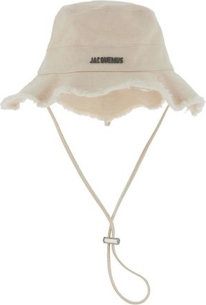Jacquemus Homme, Accessoires, Blanc, Taille: 62 CM Fisherman Hat with Logo Detail