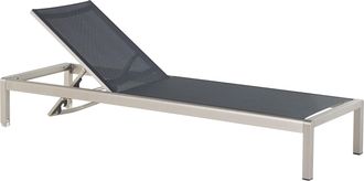 Beliani Sonnenliege Gartenliege verstellbar Rückenlehne Mesh/Aluminium Schwarz Fossato