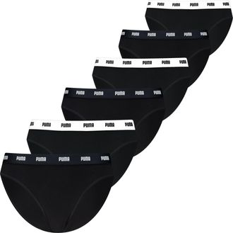 Puma Slip PUMA PUMA WOMEN COTTON BRIEFS, Damen, Gr. XS, schwarz-wei&szlig; (schwarz), Obermaterial: 95% Baumwolle, 5% Elasthan, Unterhosen Slip